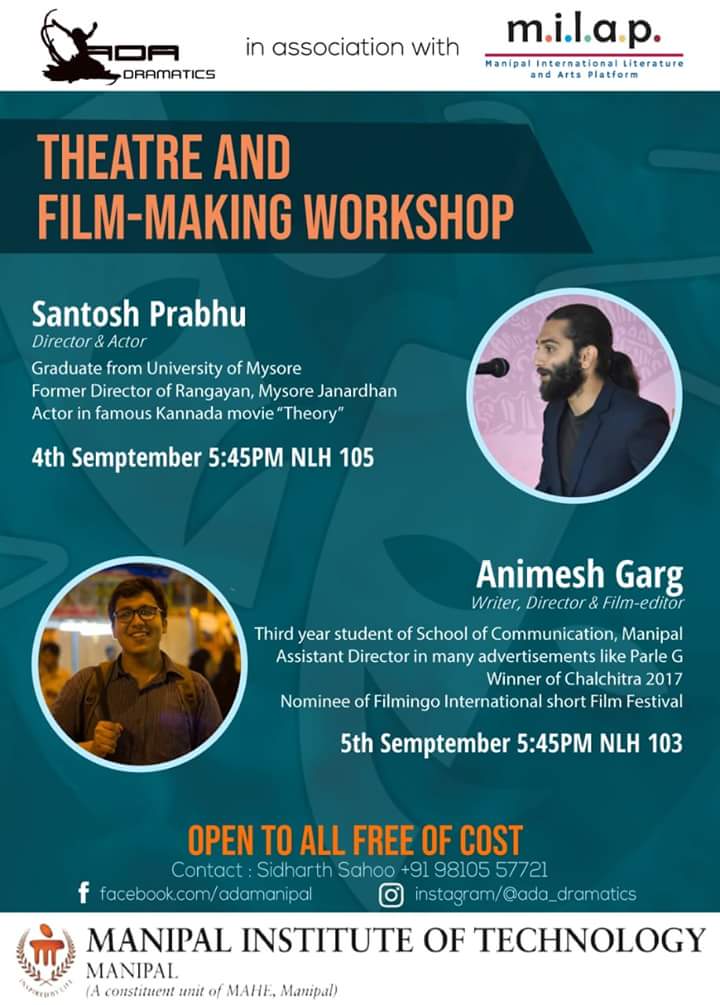 Instructors for the Theatre and Film-making workshop by ADA dramatics | ManipalBlog